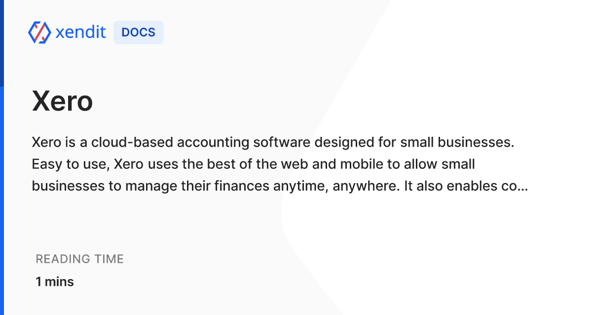 Xero | Xendit Docs Xero | Xendit Docs